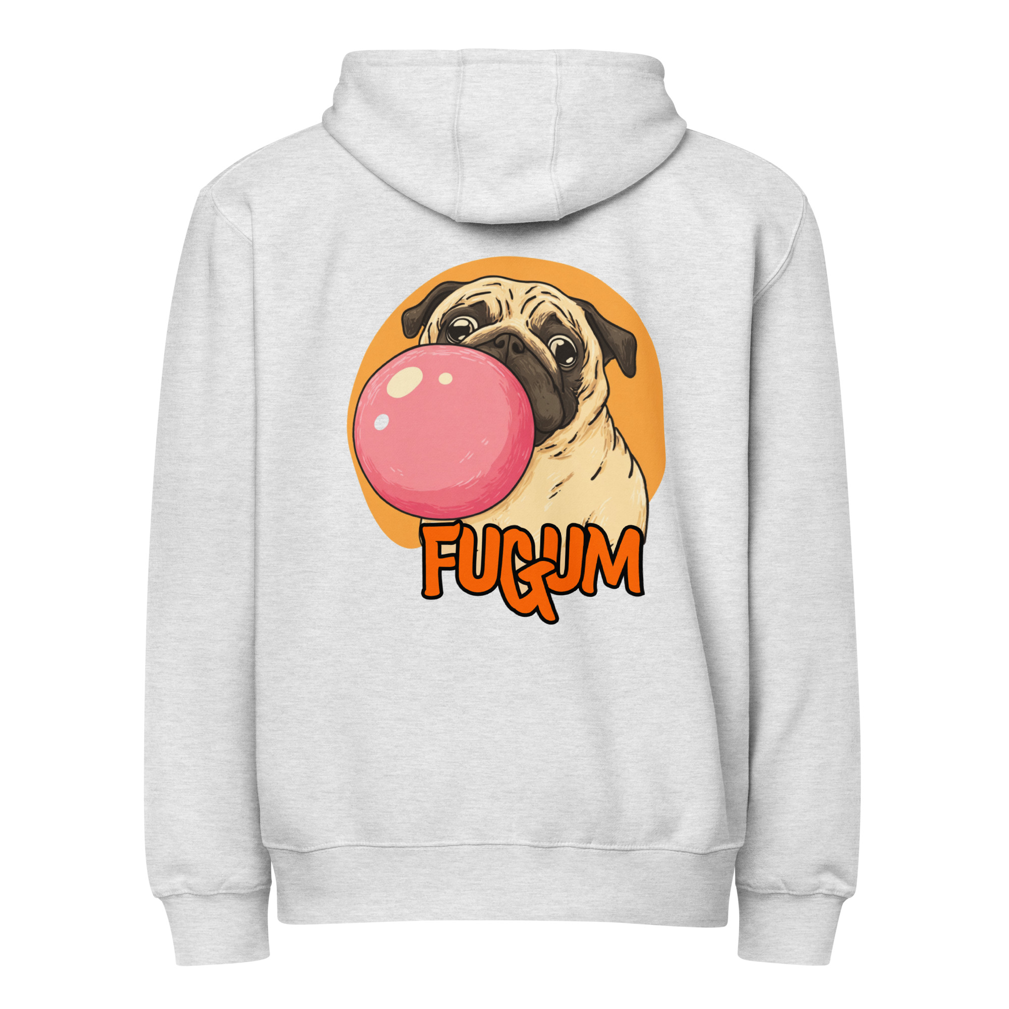 FUGUM Pug Illustrated Back Premium Full Zip Hoodie - FUGUM